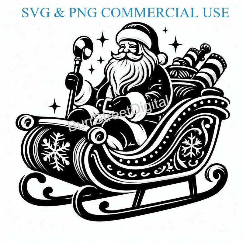 Santa Claus in Sleigh SVG, PNG, Laser Cut Files (digital Download) - Etsy