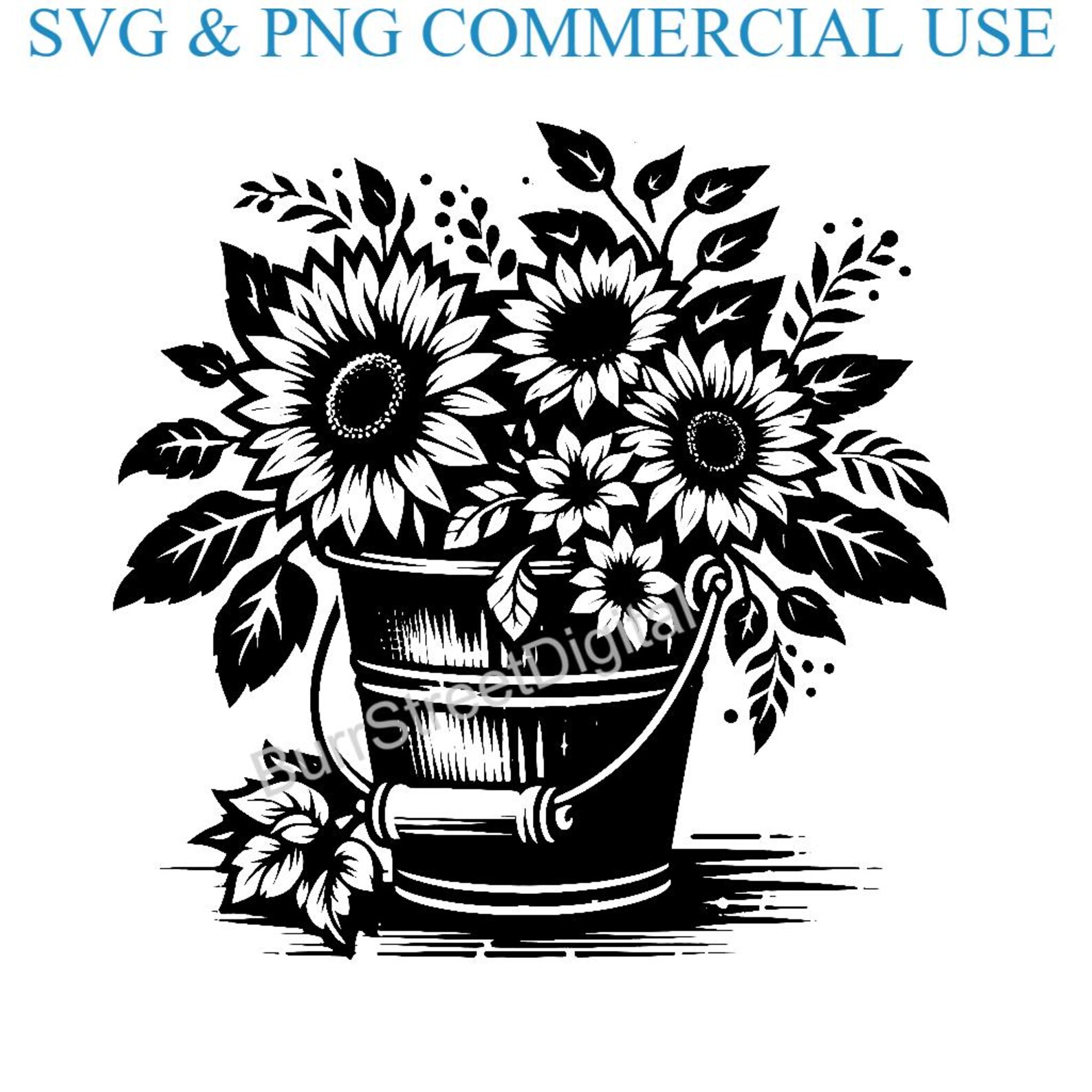 Garden Pail SVG & PNG Digital Files, Vector Graphic Design Print Laser ...