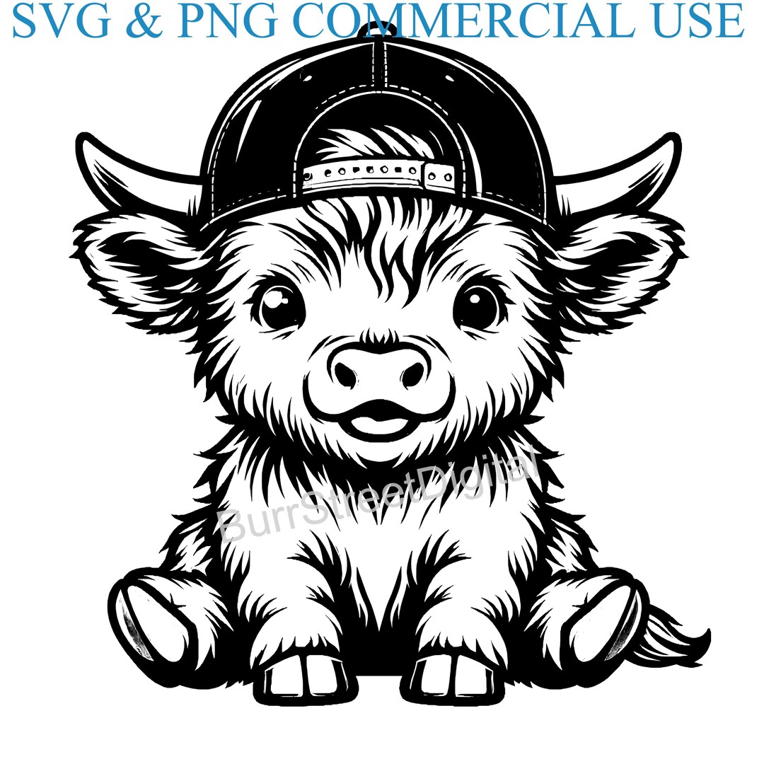 Baby Highland Cow SVG & PNG Digital Files, Vector Graphic Design Print ...