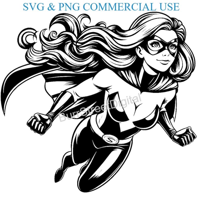 Generic Female Superhero SVG PNG Digital Files for Cricut, Commercial ...