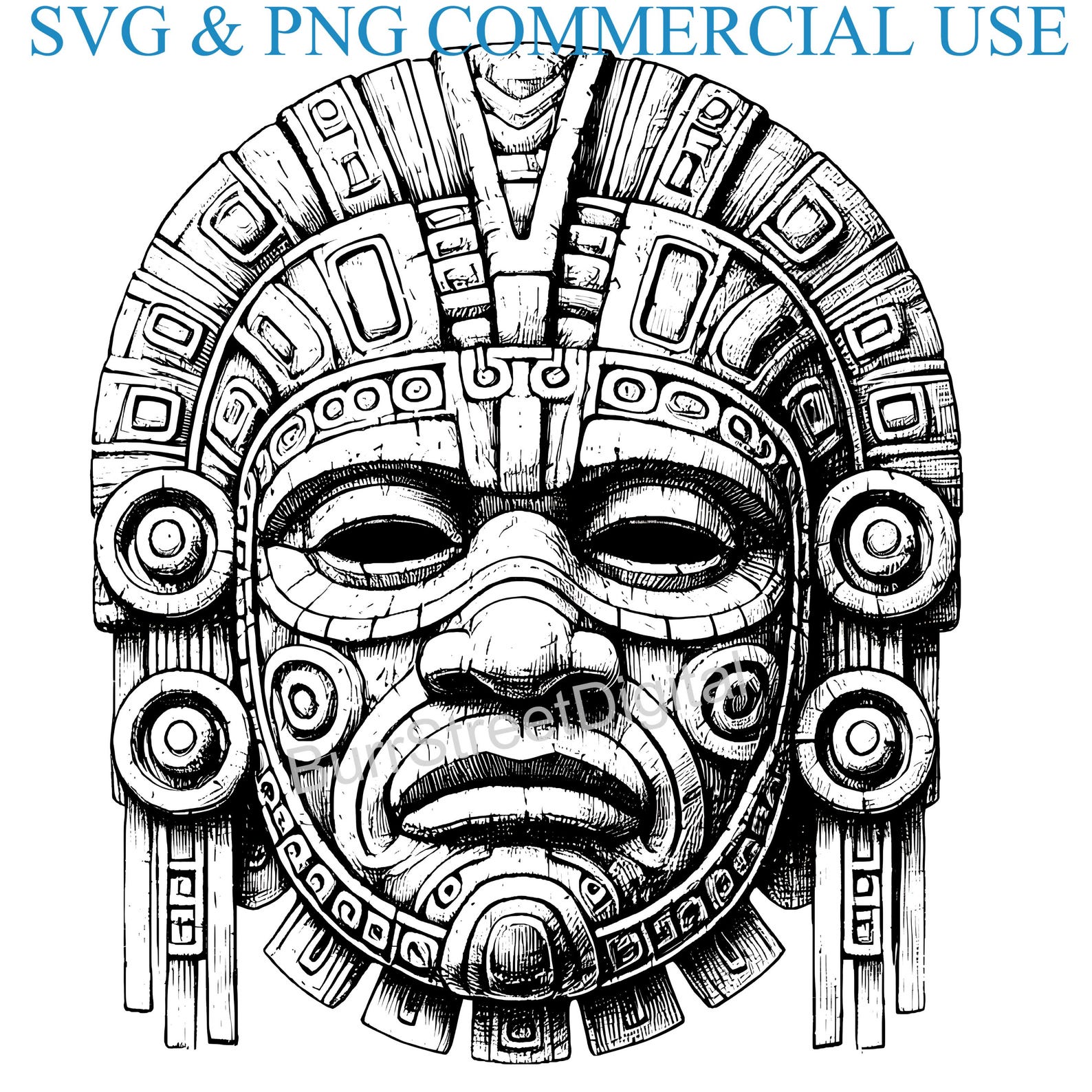 Olmec Mask Vector Graphic, Print/laser Engrave Files (SVG & PNG Digital ...