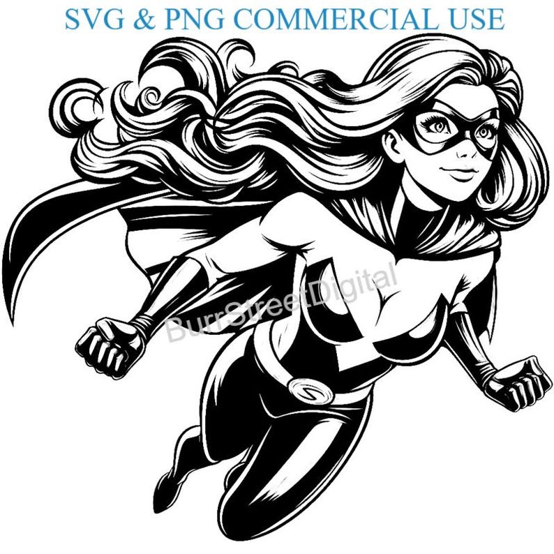 Generic Female Superhero SVG PNG Digital Files for Cricut, Commercial ...