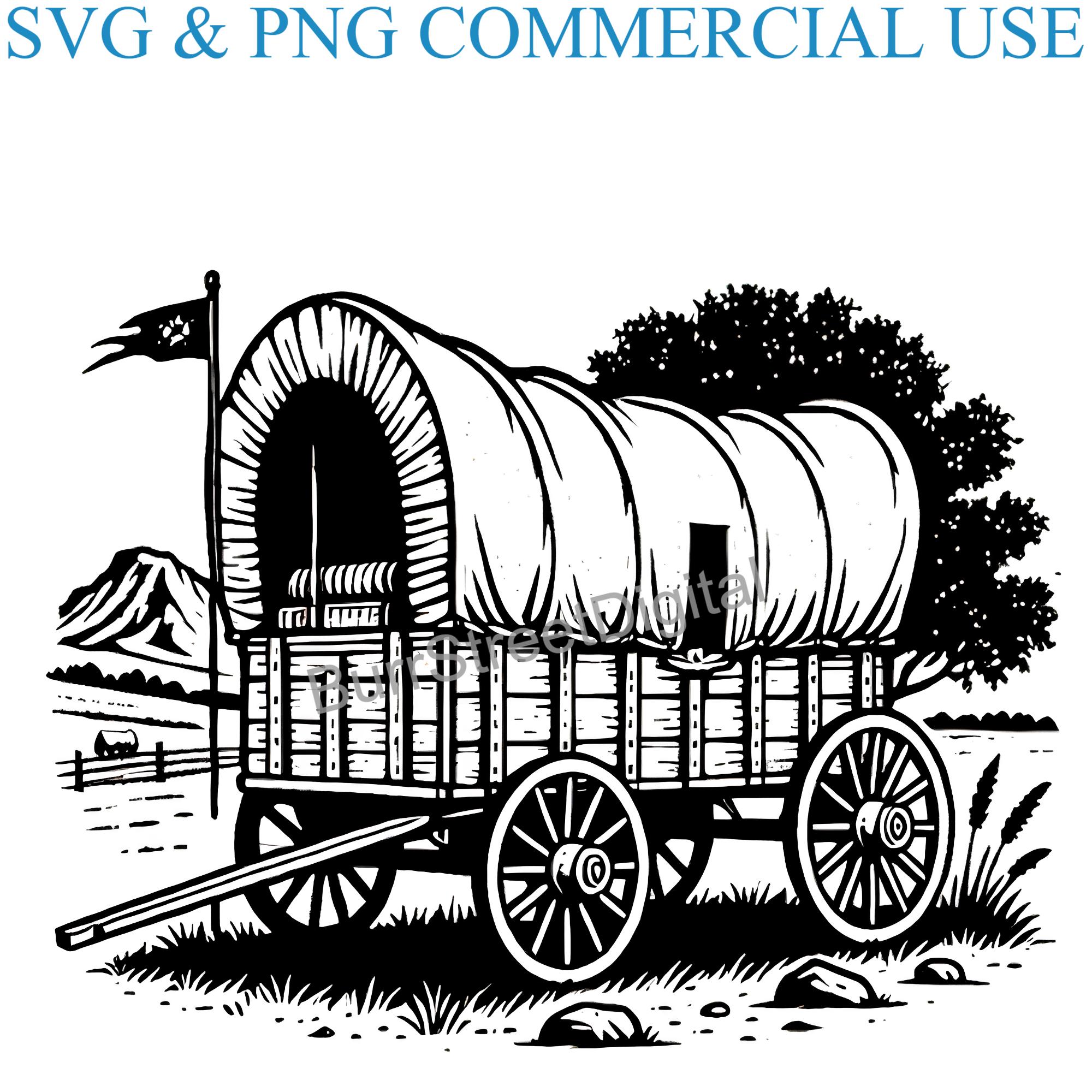 Covered Wagon SVG & PNG Digital Files, Vector Graphic Design Print ...