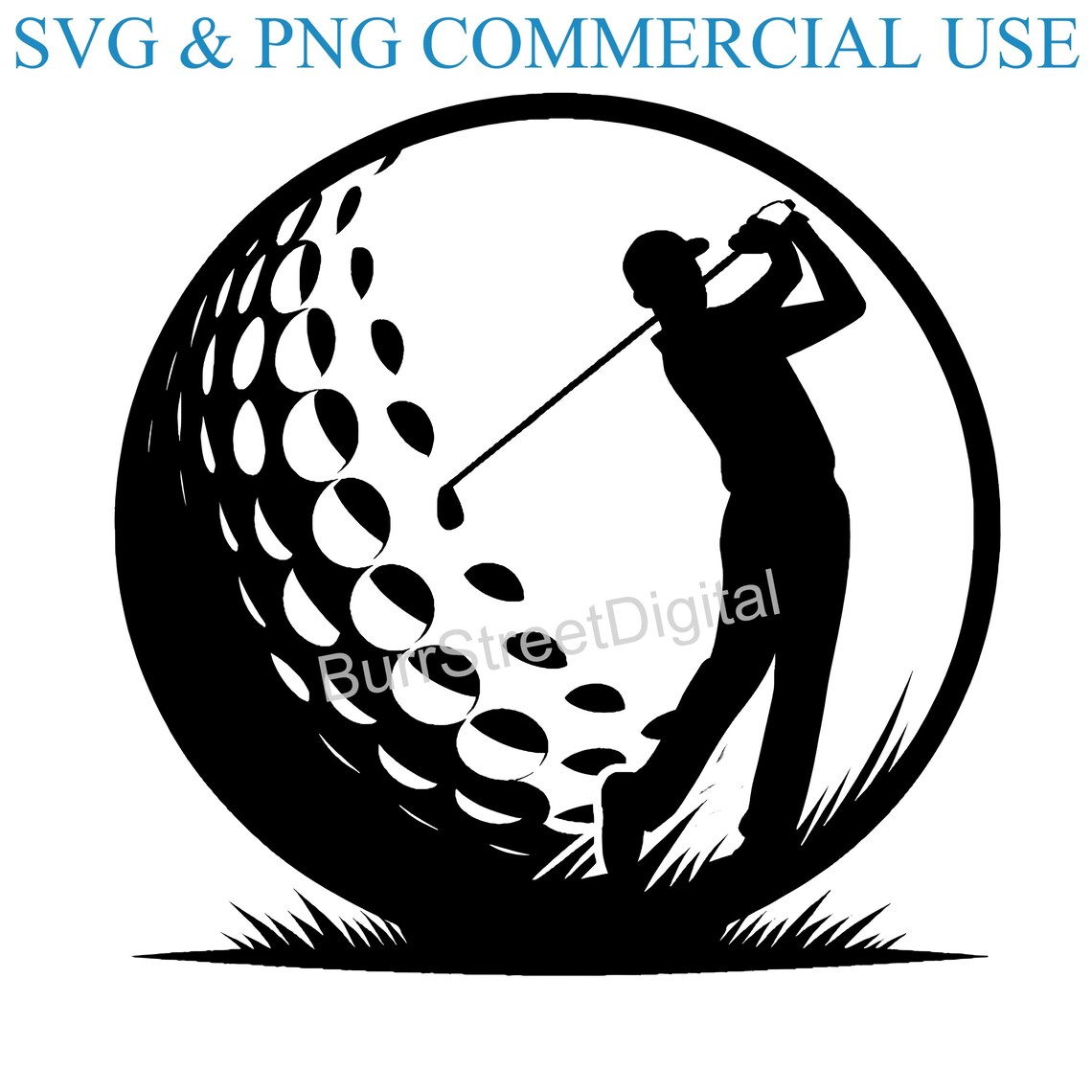 Golf Ball Golfer SVG & PNG Digital Files, Vector Graphic Design Print ...