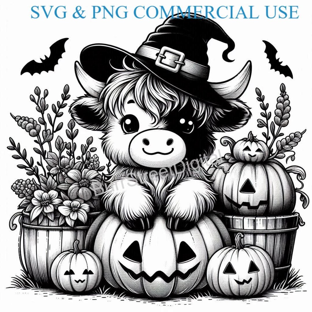Halloween Cow Pumpkins SVG PNG Digital Files, Vector Graphic Design ...