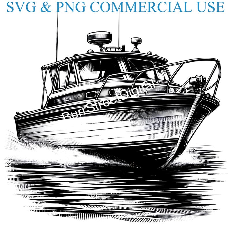 Motorboat SVG: Vector Graphic Design, Laser Engrave Files (digital ...