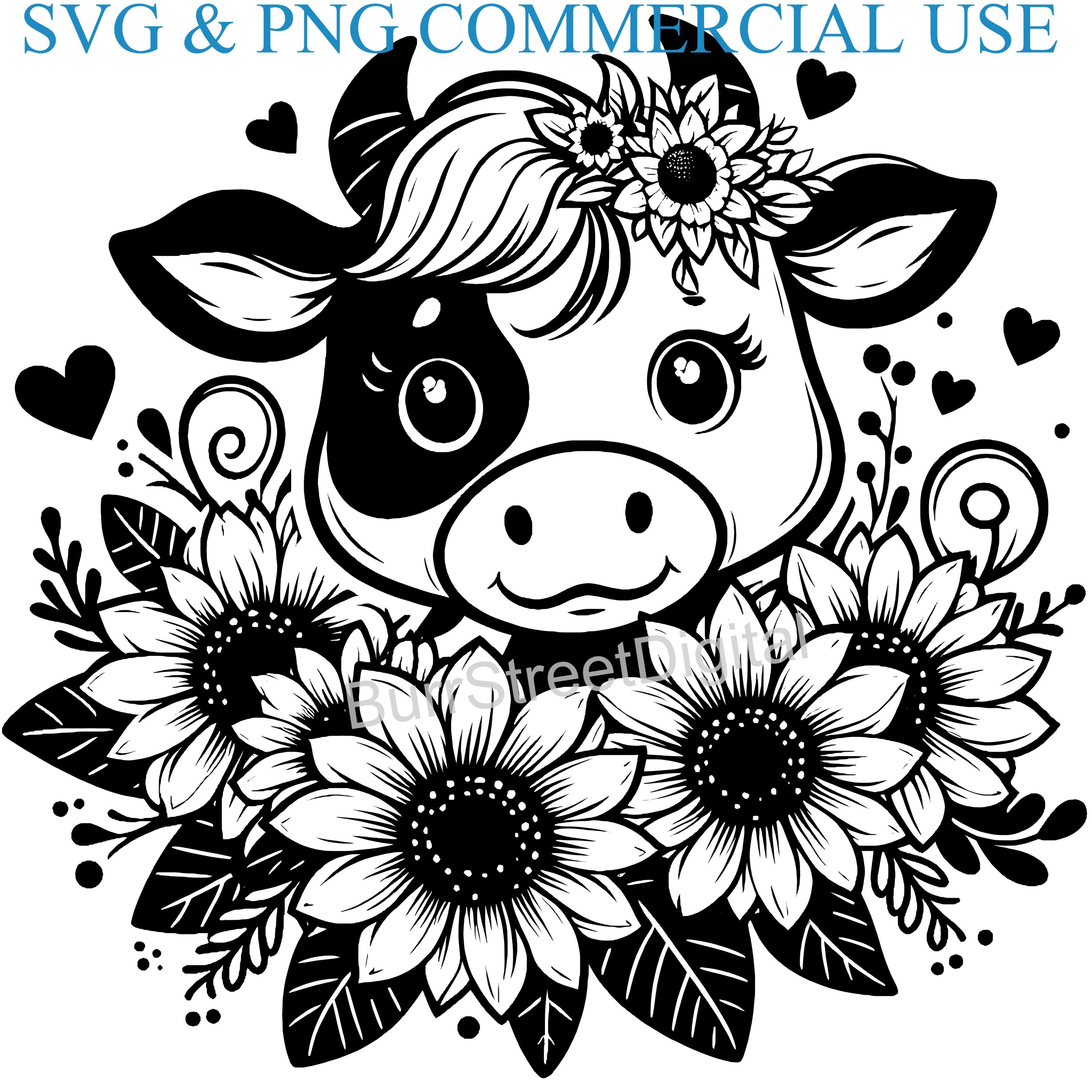 Cow SVG & PNG Digital Files, Vector Graphic Design Print Laser Engrave ...