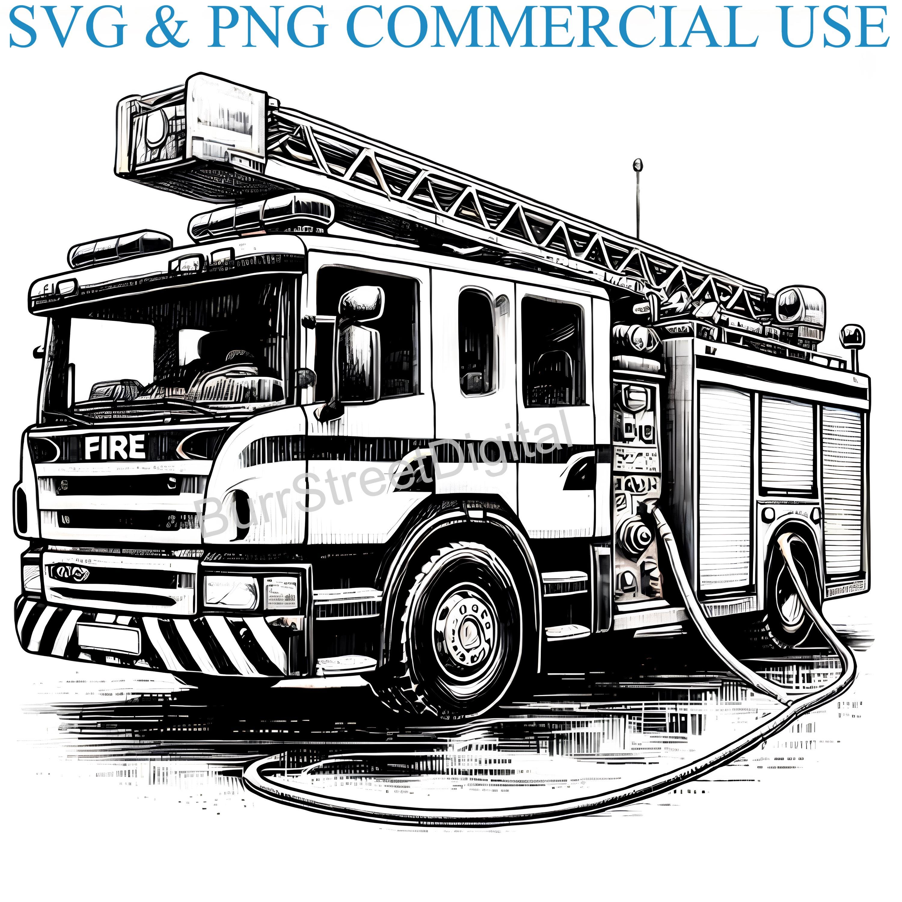 Firetruck SVG & PNG Digital Files, Vector Graphic Design Print Laser ...