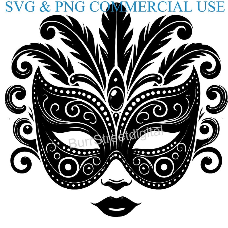 Masquerade Mask SVG & PNG Digital Files, Vector Graphic Design Print ...