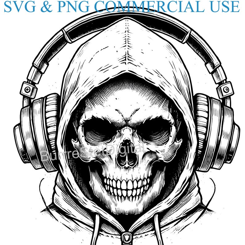 Skull With Headphones SVG, PNG, Vector Graphic (digital Download) - Etsy