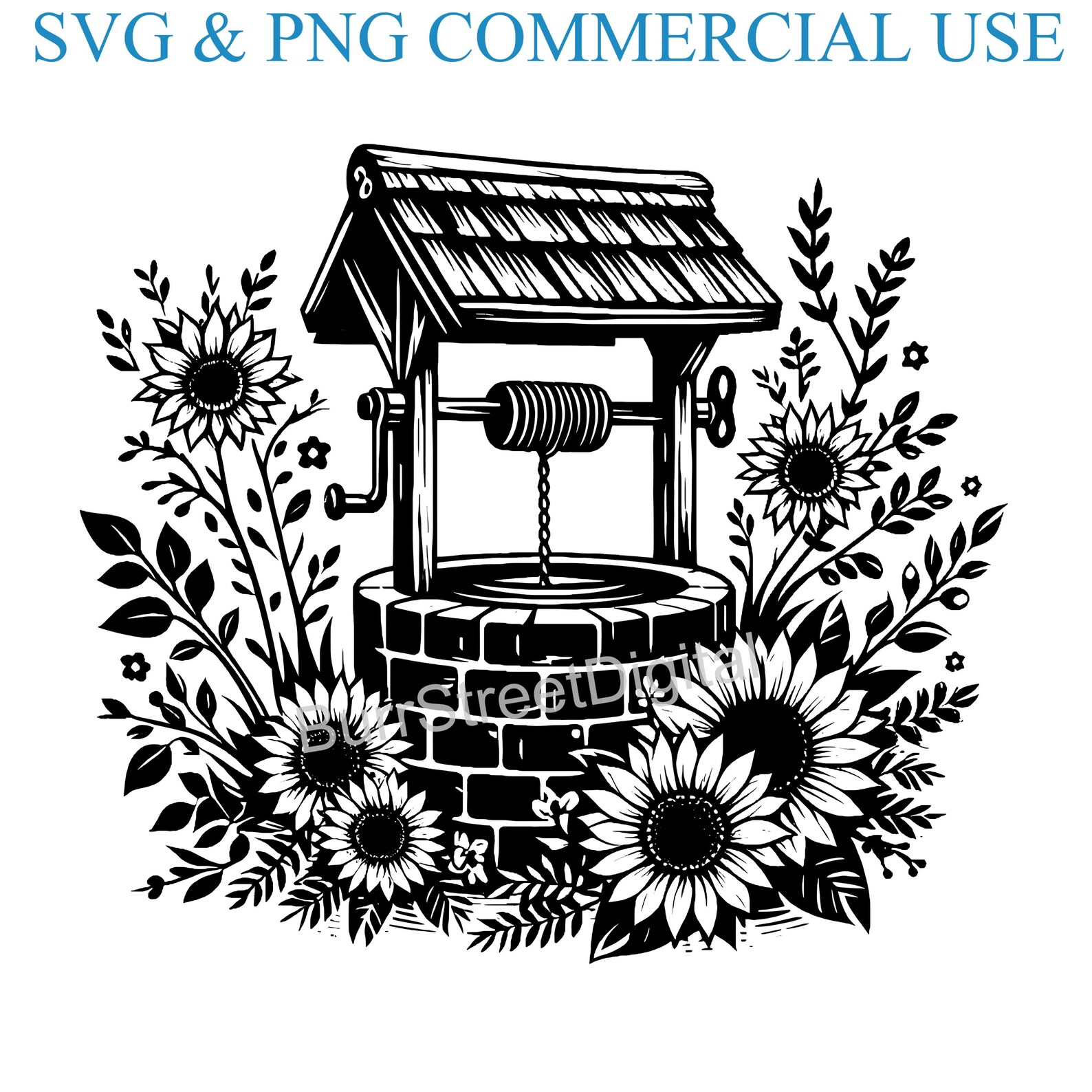 Wishing Well SVG & PNG Digital Files, Vector Graphic Design Print Laser ...