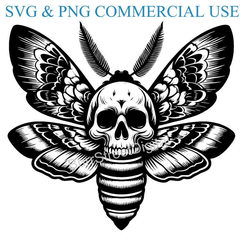 Death Head Skull Hawk Moth SVG & PNG Digital Files, Vector Graphic ...