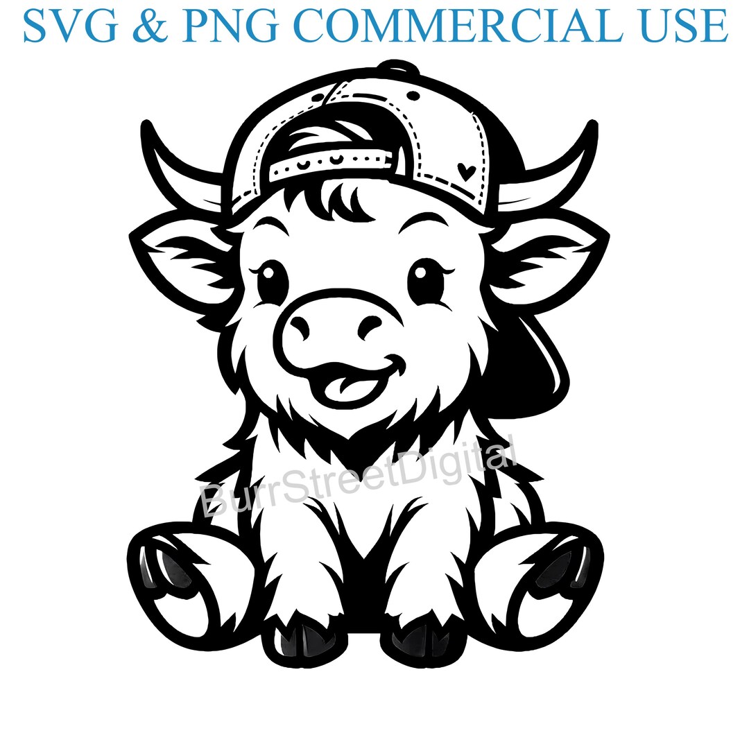 Baby Highland Cow SVG & PNG Digital File for Cricut, Vector Graphic ...