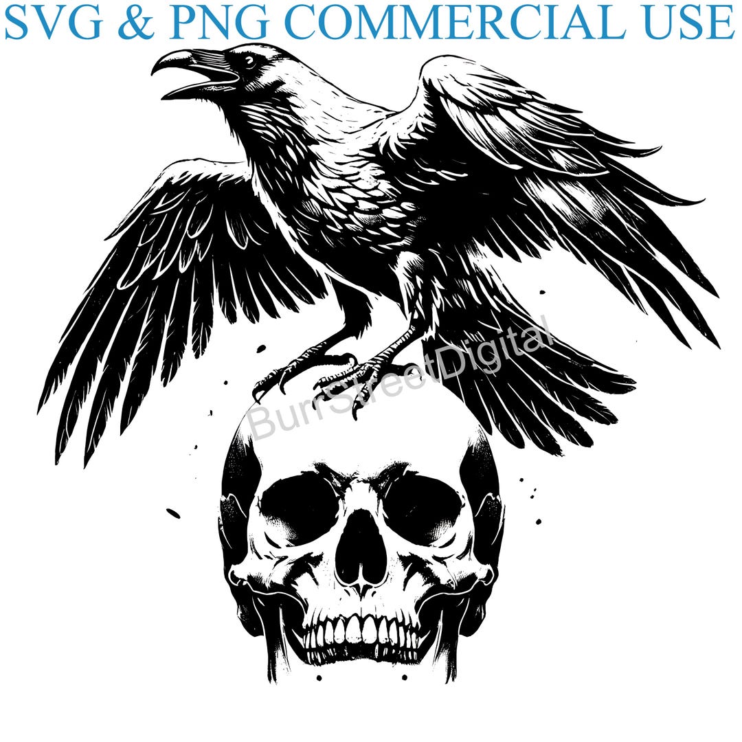 Raven on Skull SVG PNG, Gothic Vector Art (digital Download) - Etsy