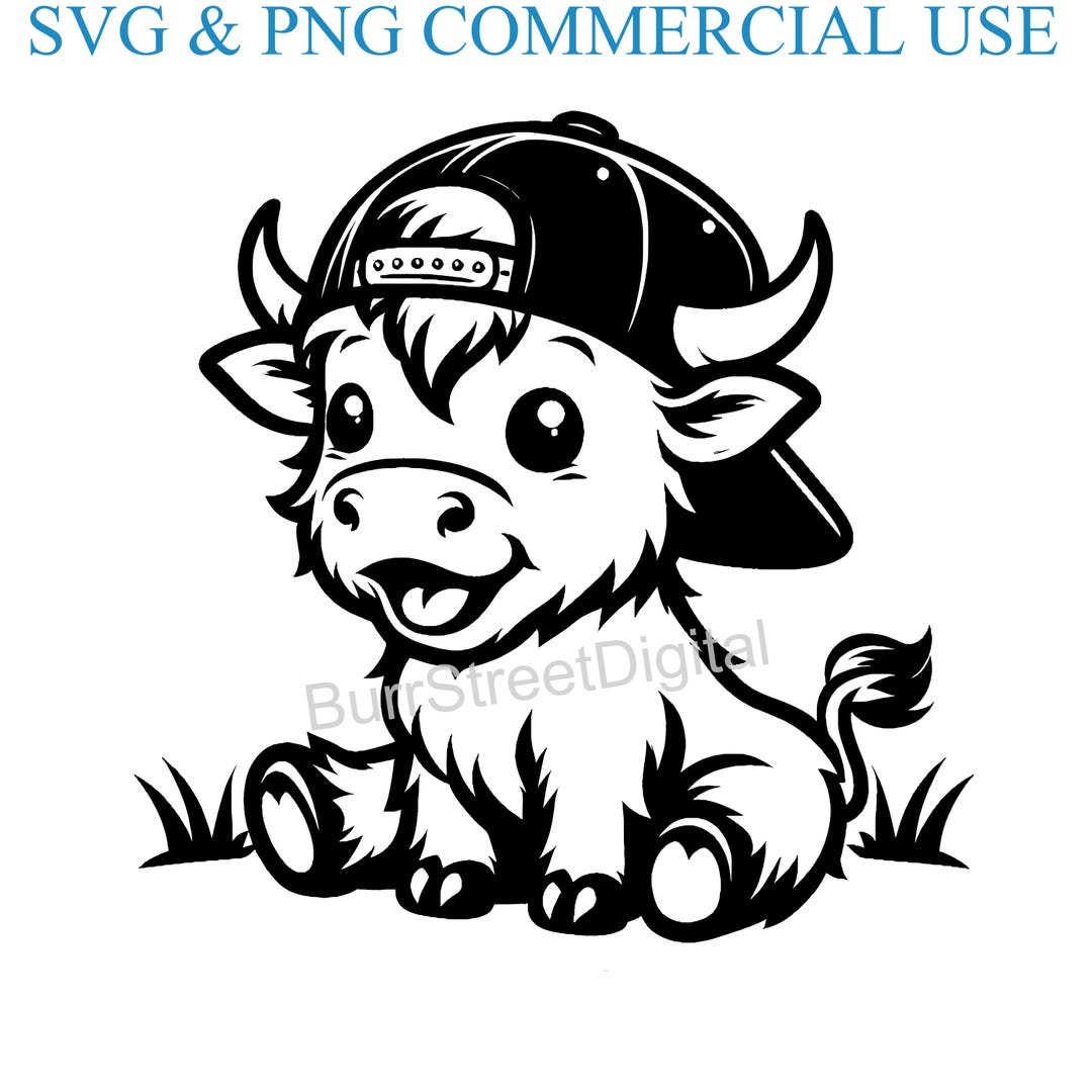 Baby Highland Cow SVG & PNG Digital Files, Vector Graphic Design Print ...