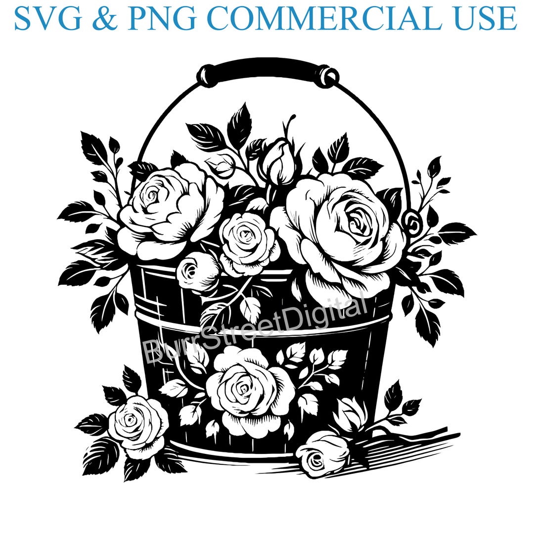 Garden Pail SVG & PNG Digital Files, Vector Graphic Design Print Laser ...