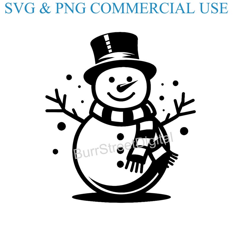 Snowman SVG & PNG Digital Files for Cricut, Vector Graphic Design Cut ...