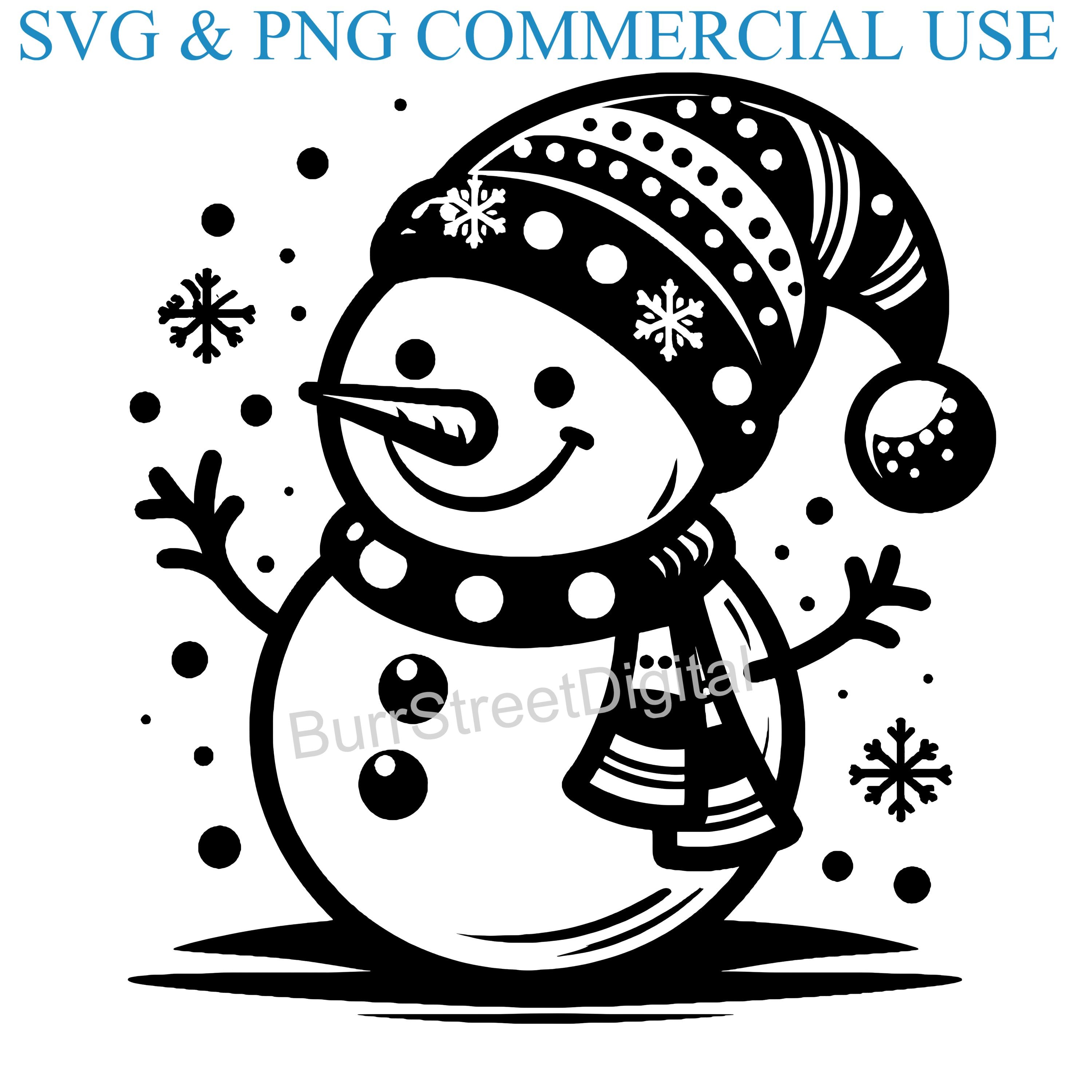 Snowman SVG & PNG Digital Files, Vector Graphic Design Print Laser ...