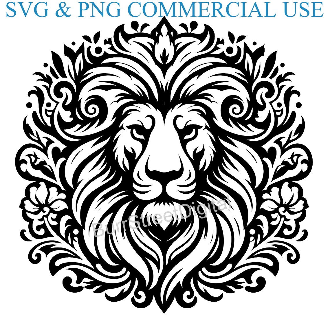 Lion SVG & PNG Digital Files, Vector Graphic Design Cut Print Laser ...
