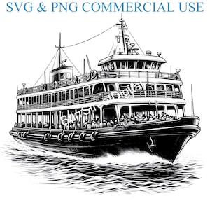 Ferry Boat Vector Graphic: SVG & PNG Files (digital Download) - Etsy