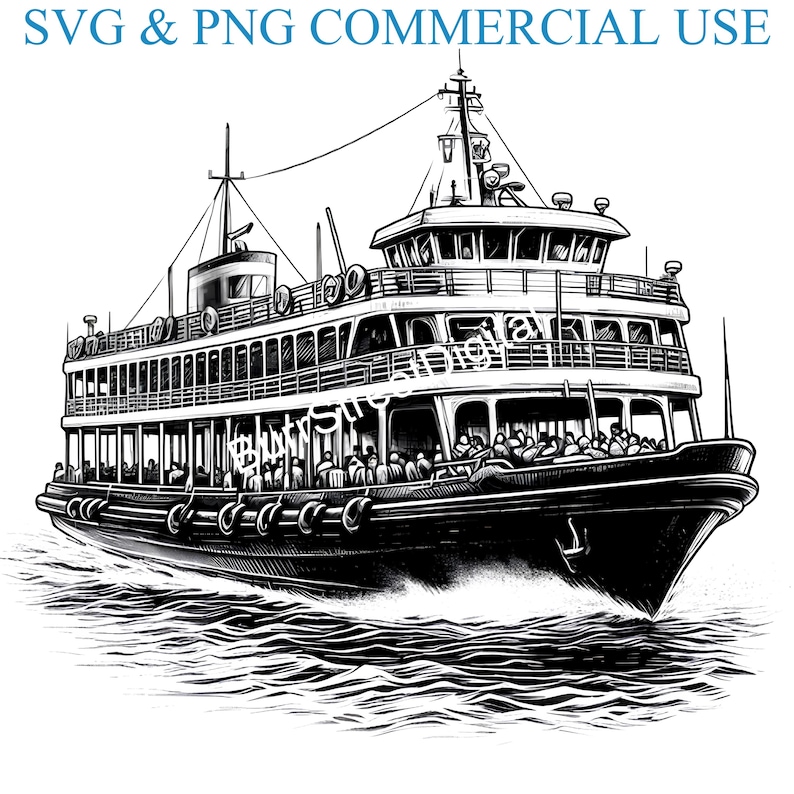 Ferry Boat SVG & PNG Digital Files, Vector Graphic Design Print Laser ...