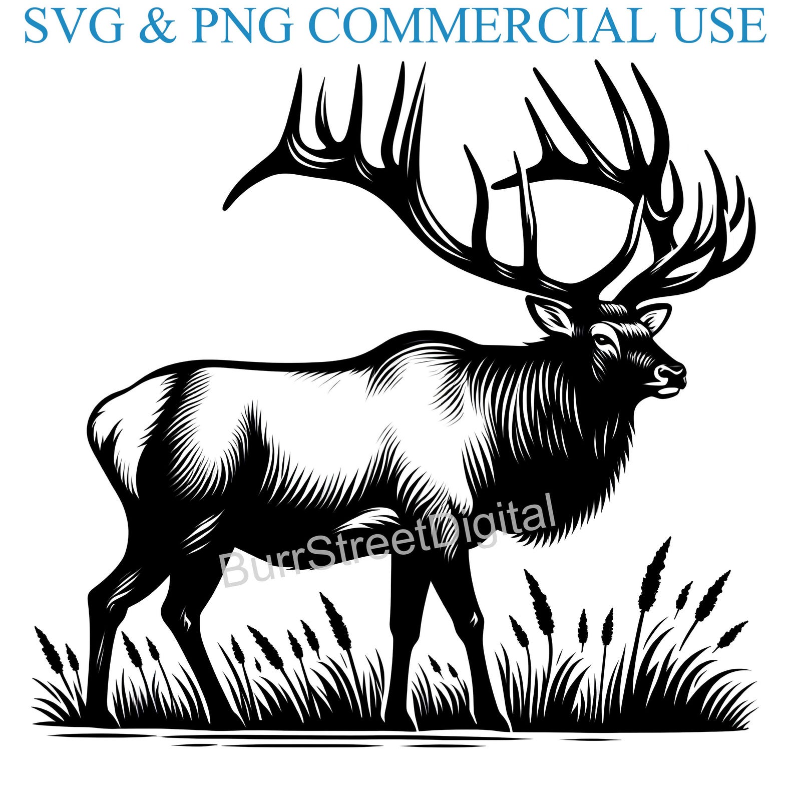 Elk SVG & PNG Digital Files, Vector Graphic Design Print Laser Engrave ...