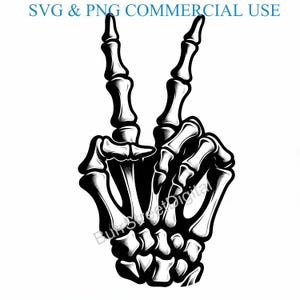 Skeleton Hand Peace Sign SVG & PNG Digital Files, Vector Graphic Design ...