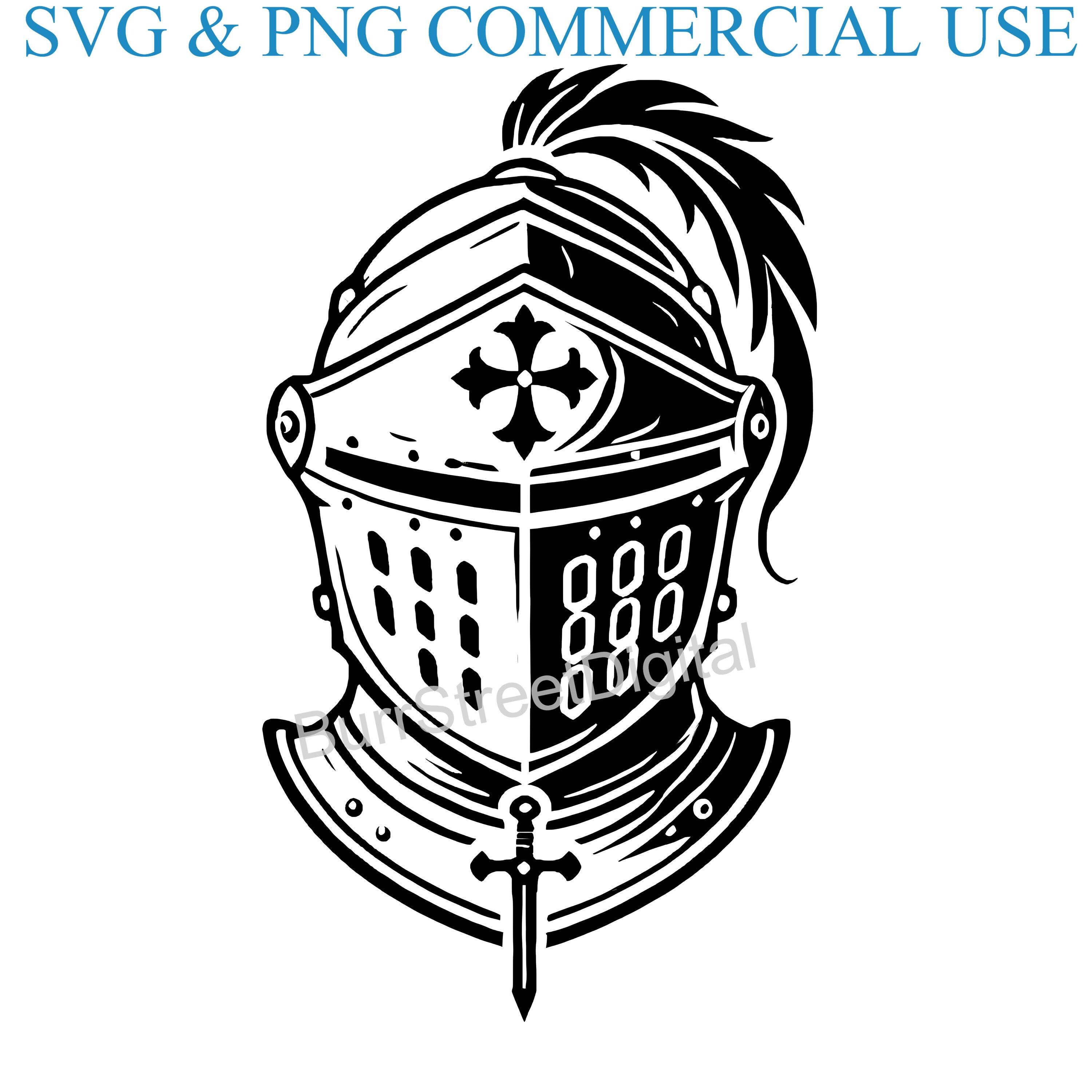 Knight Helmet SVG & PNG Digital Files, Vector Graphic Design Print ...