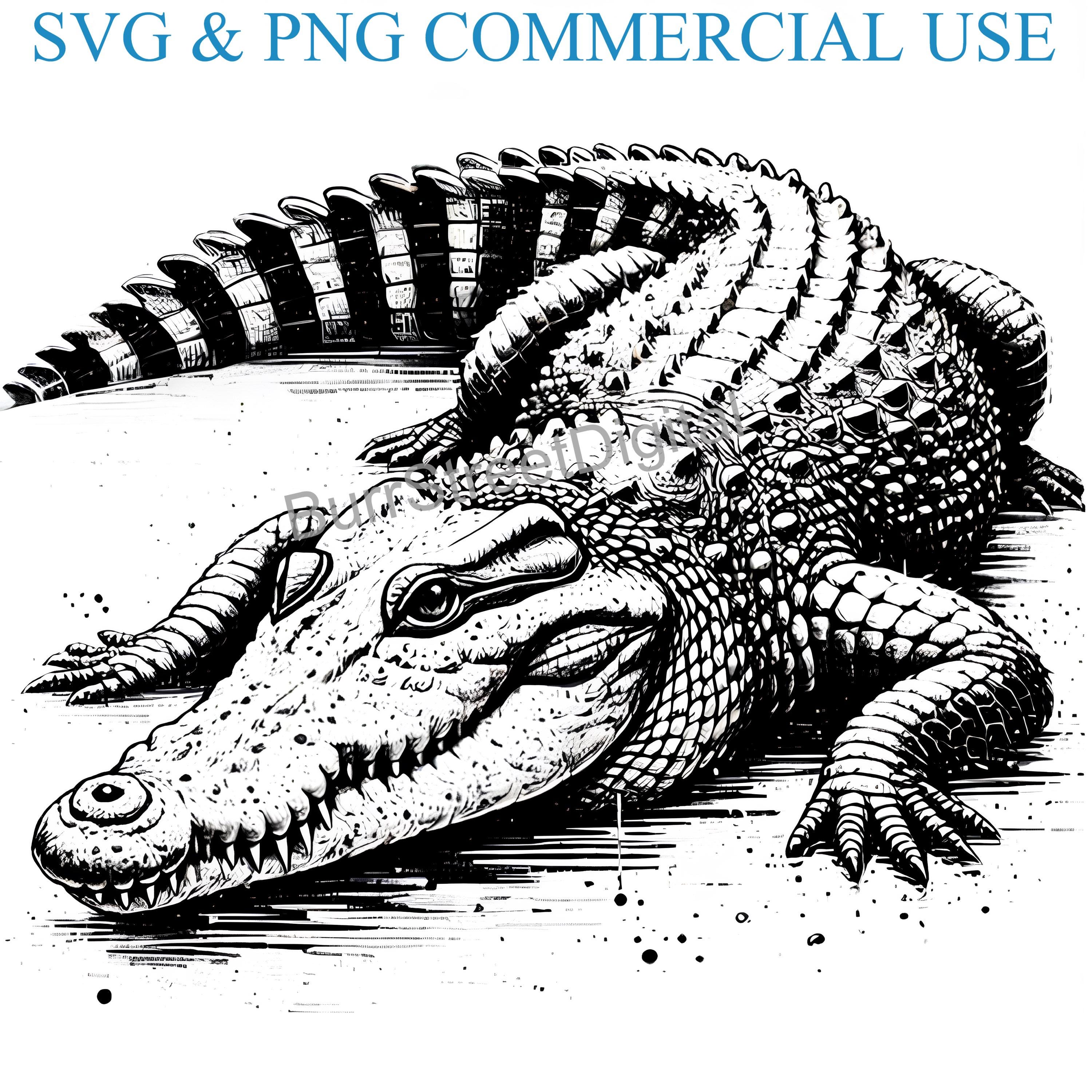 Crocodile SVG & PNG Digital, Vector Graphic Design Print Laser Engrave ...