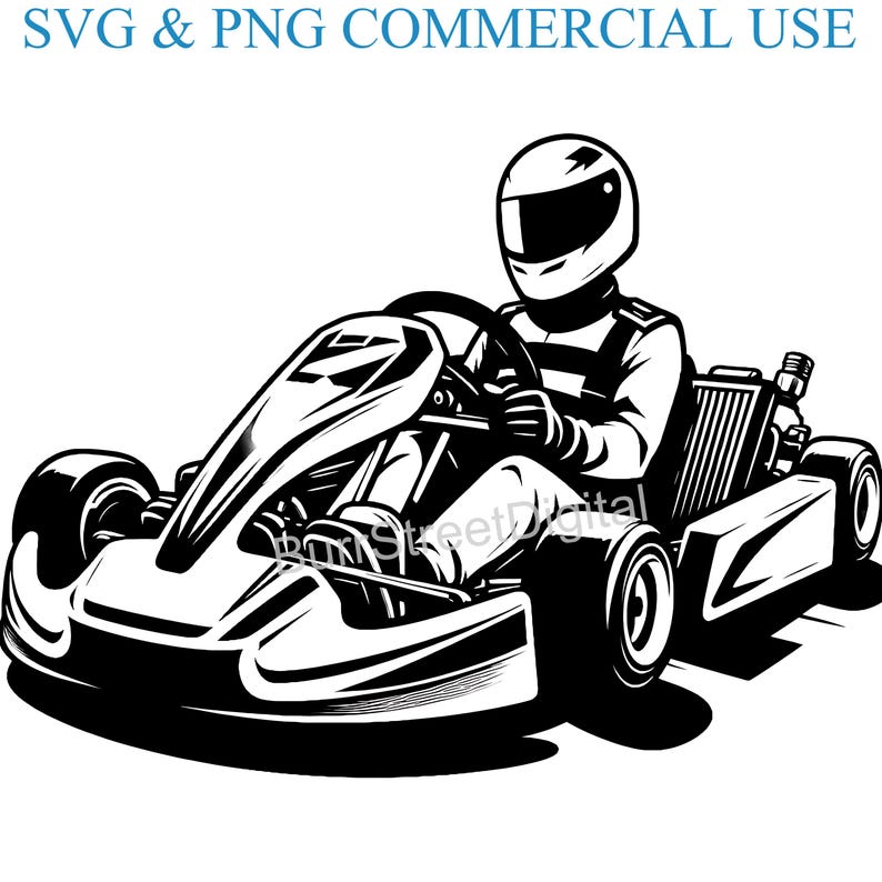 Go Kart SVG & PNG Digital Files, Vector Graphic Design Print Laser Engrave Files, Instant ...