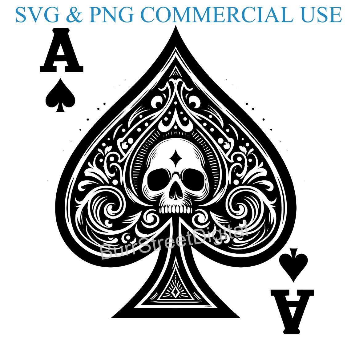 Ace of Spades SVG & PNG Digital Files, Vector Graphic Design Cut Print ...