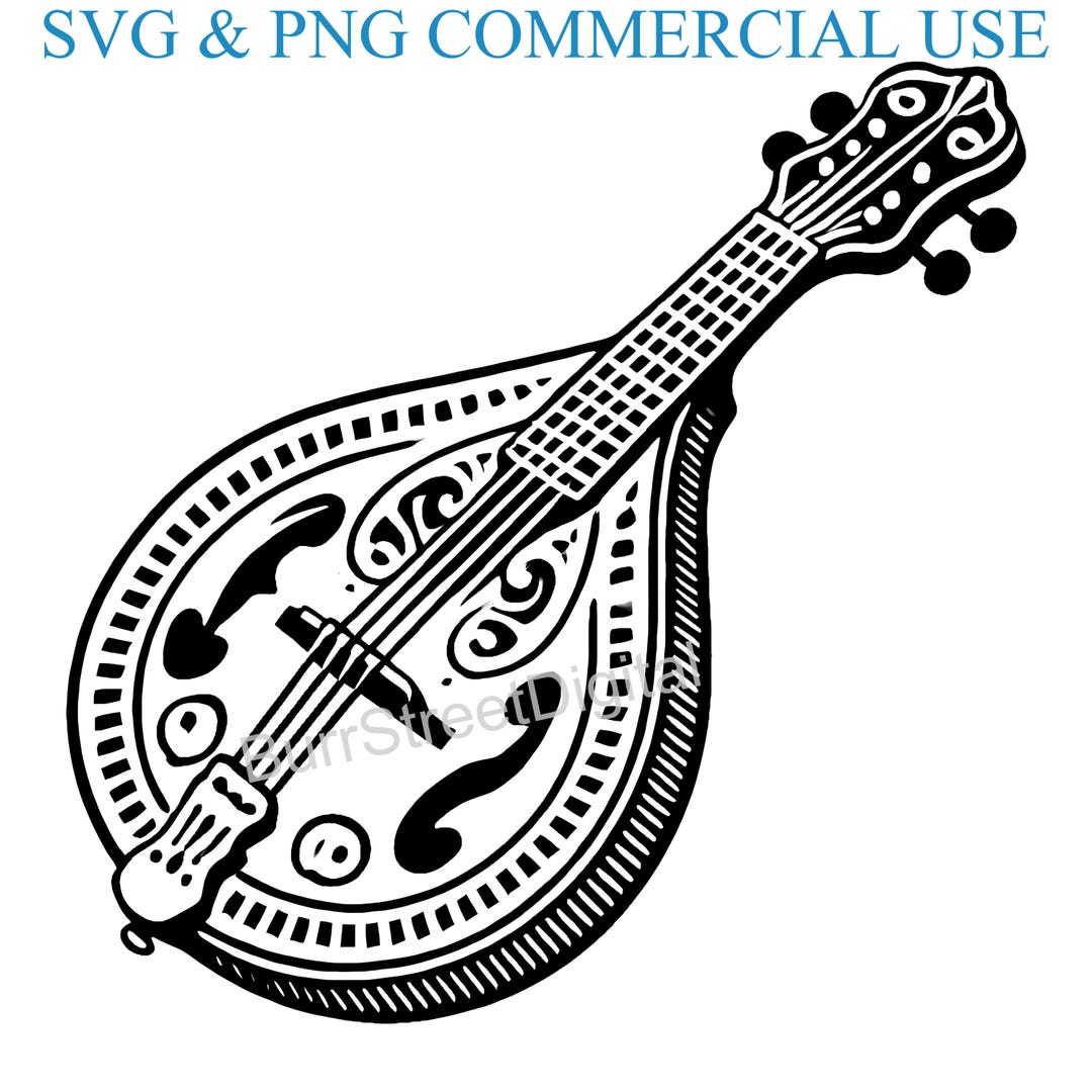 Mandolin SVG & PNG Digital Files, Vector Graphic Design Print Laser ...