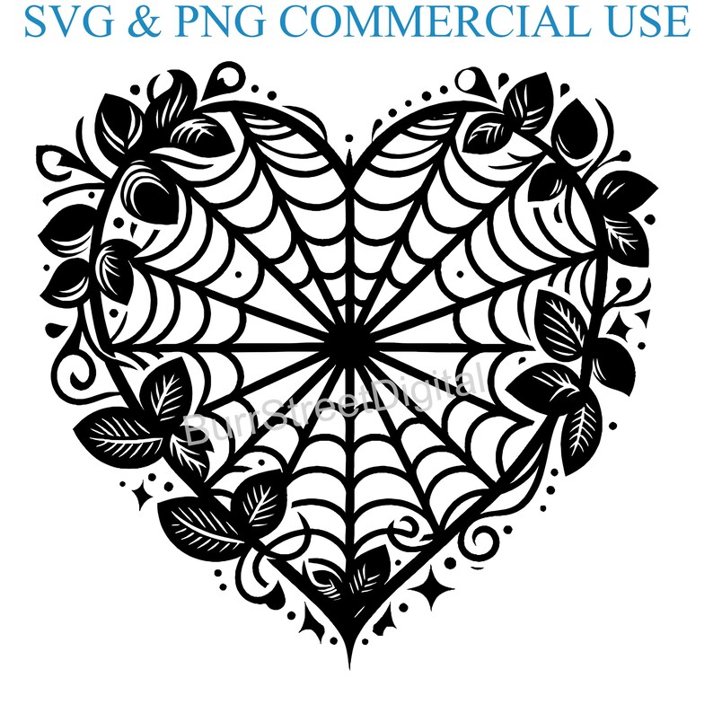 Spiderweb Heart SVG & PNG Digital Files, Vector Graphic Design Print ...