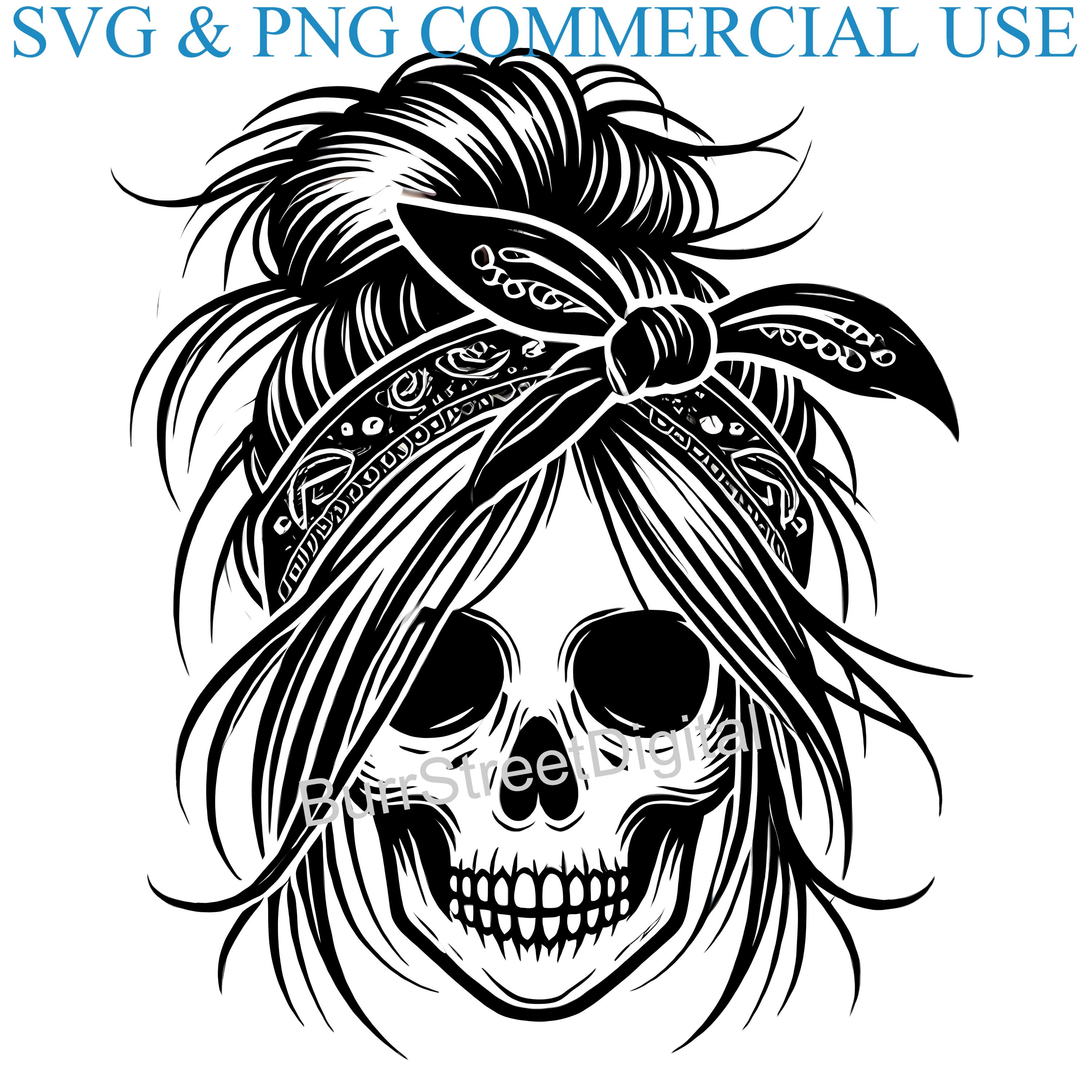Female Messy Bun Skull SVG PNG, Vector Graphic (digital Download) - Etsy