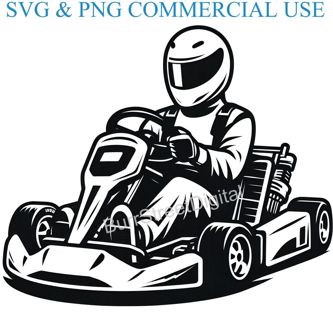 Go Kart SVG & PNG Digital Files, Vector Graphic Design Print Laser Engrave Files, Instant ...