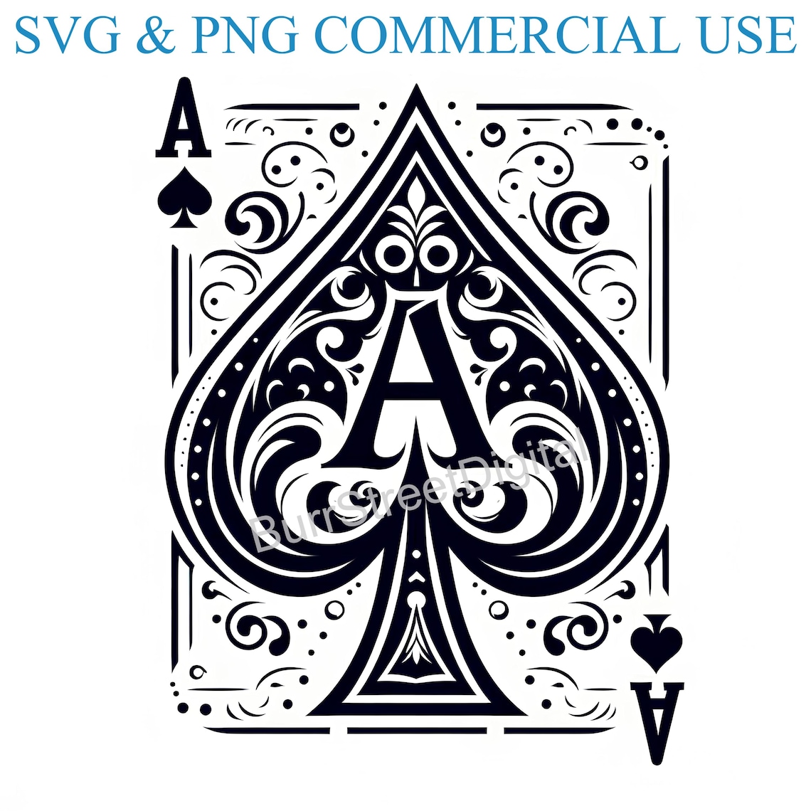 Ace of Spades SVG & PNG Digital Files, Vector Graphic Design Print ...