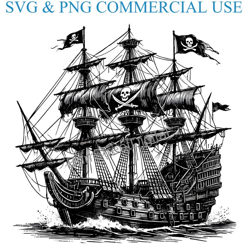 Pirate Ship Sketch Print - Etsy