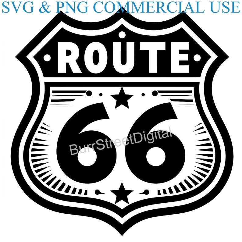 Route 66 Sign SVG & PNG Digital Files, Vector Graphic Design Print ...