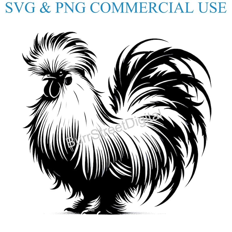 Silkie Chicken SVG & PNG Digital Files, Vector Graphic Design Cut Print ...