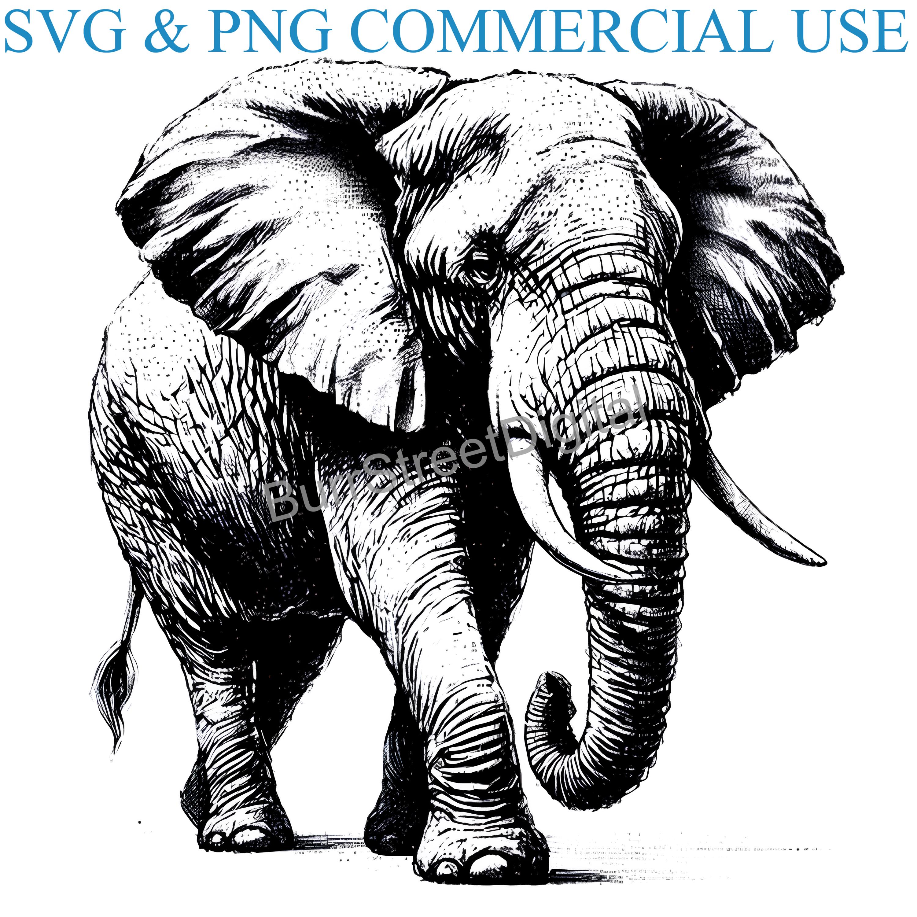 Elephant SVG & PNG Digital, Vector Graphic Design Print Laser Engrave ...
