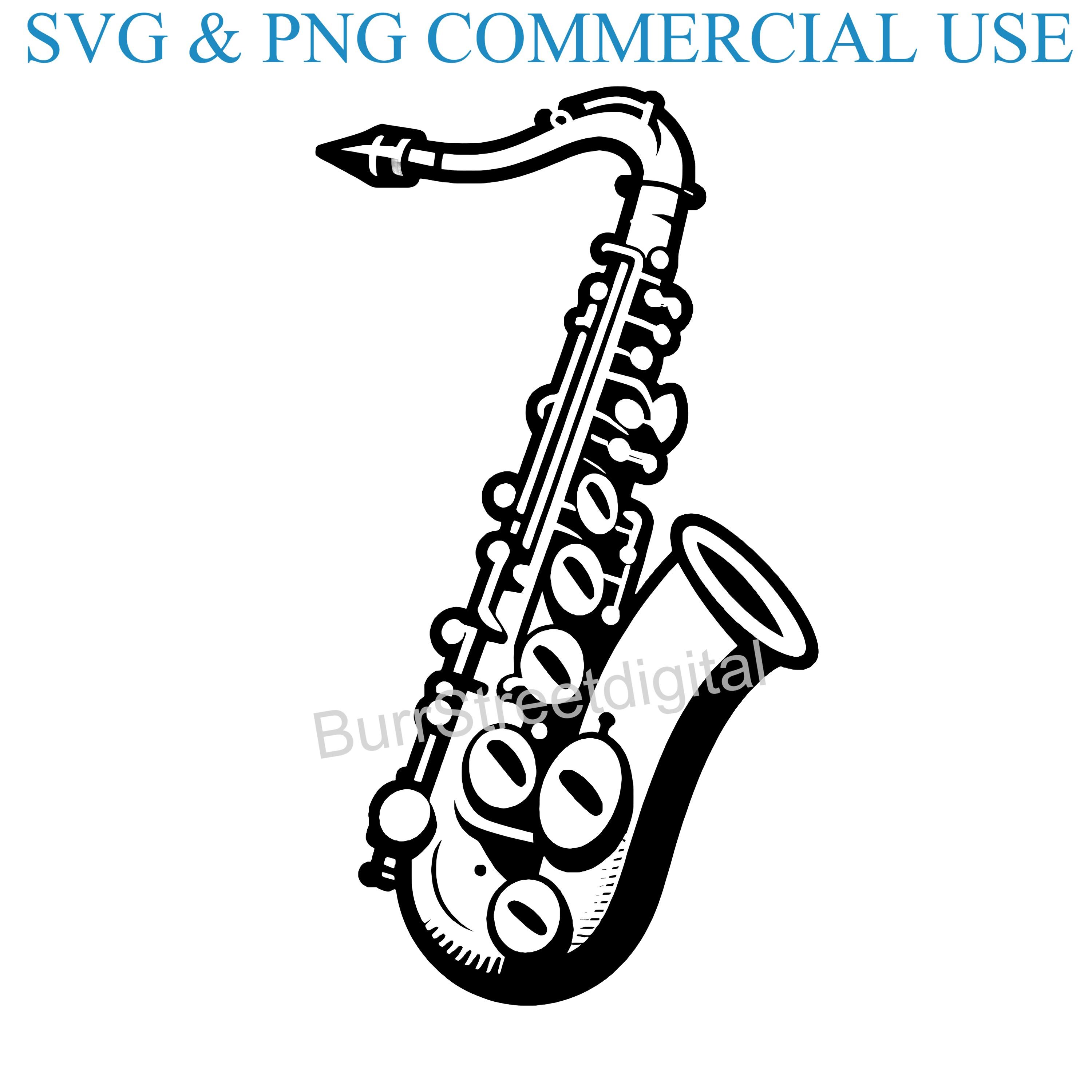 Saxophone SVG & PNG Digital Files for Cricut, Vector Graphic Design Cut ...