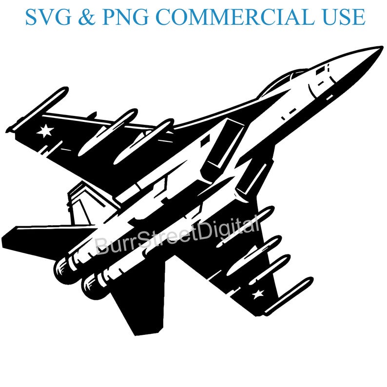 Jet Fighter SVG & PNG Digital Files for Cricut, Vector Graphic Design ...