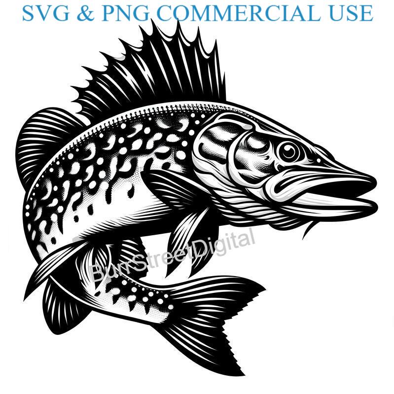 Northern Pike SVG & PNG Digital Files, Vector Graphic Design Cut Print ...