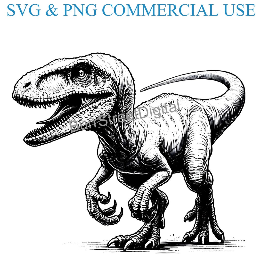 Velociraptor Vector Graphic, Dinosaur Laser Engrave File (SVG & PNG) - Etsy