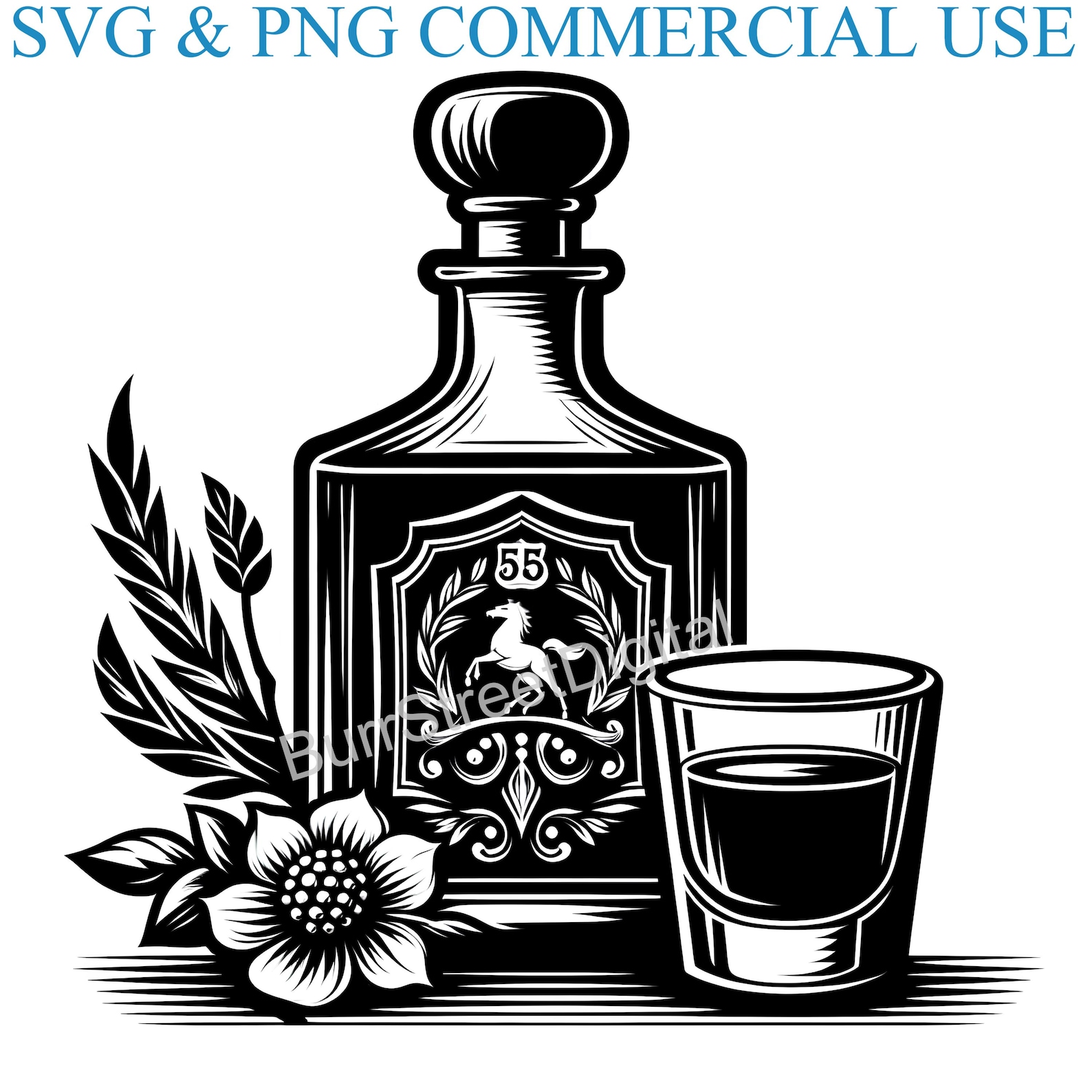Whiskey Decanter and Shot Glass SVG PNG Files (digital Download) - Etsy
