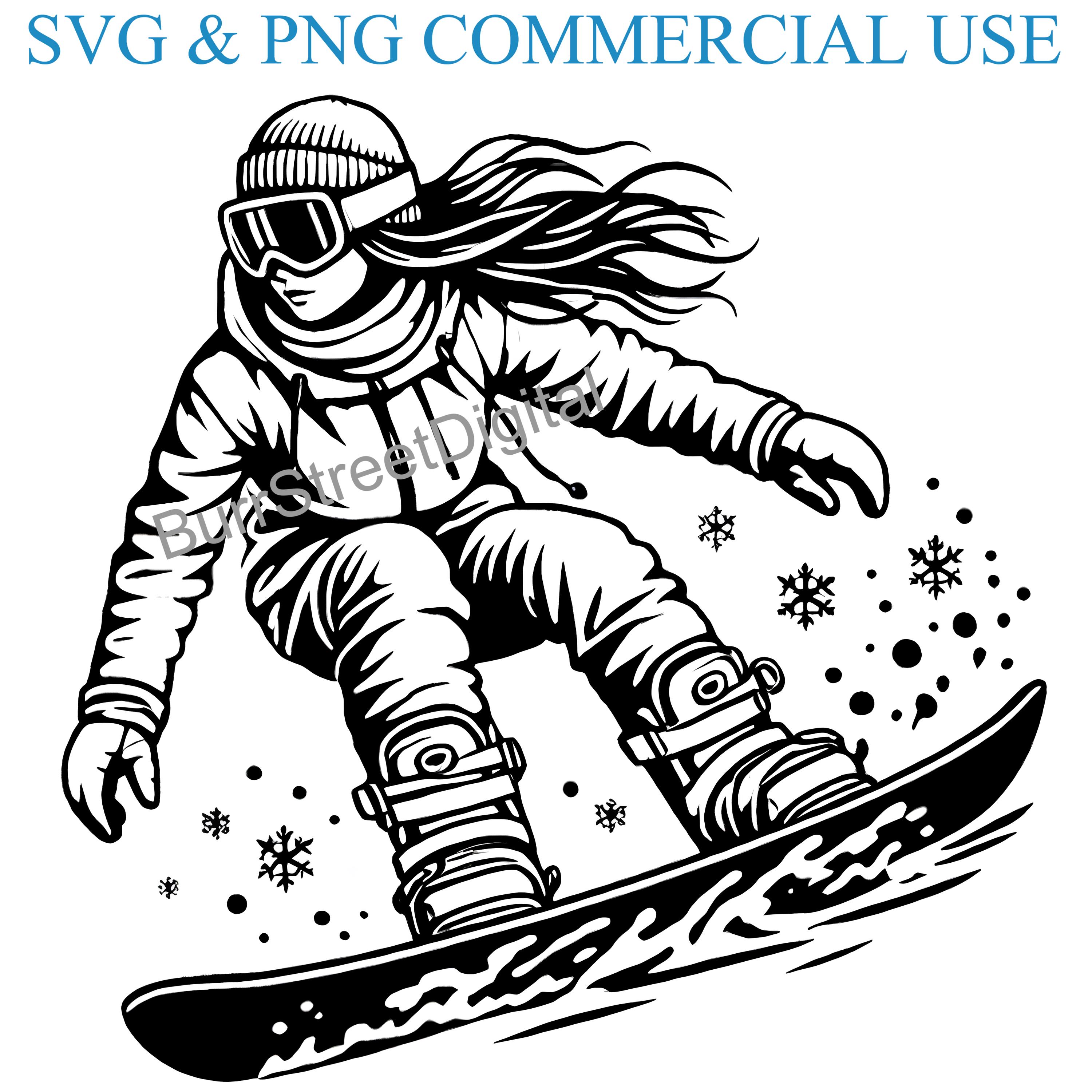 Girl Snowboarding SVG & PNG Digital File, Vector Graphic Design Print ...