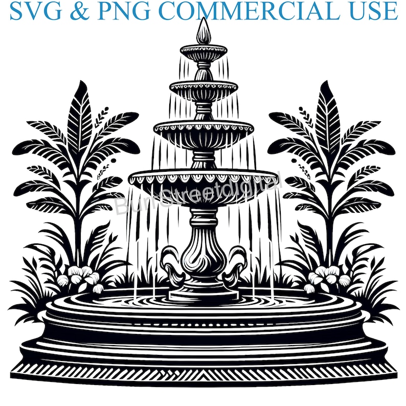 Fountain SVG & PNG Digital Files, Vector Graphic Design Print Laser ...