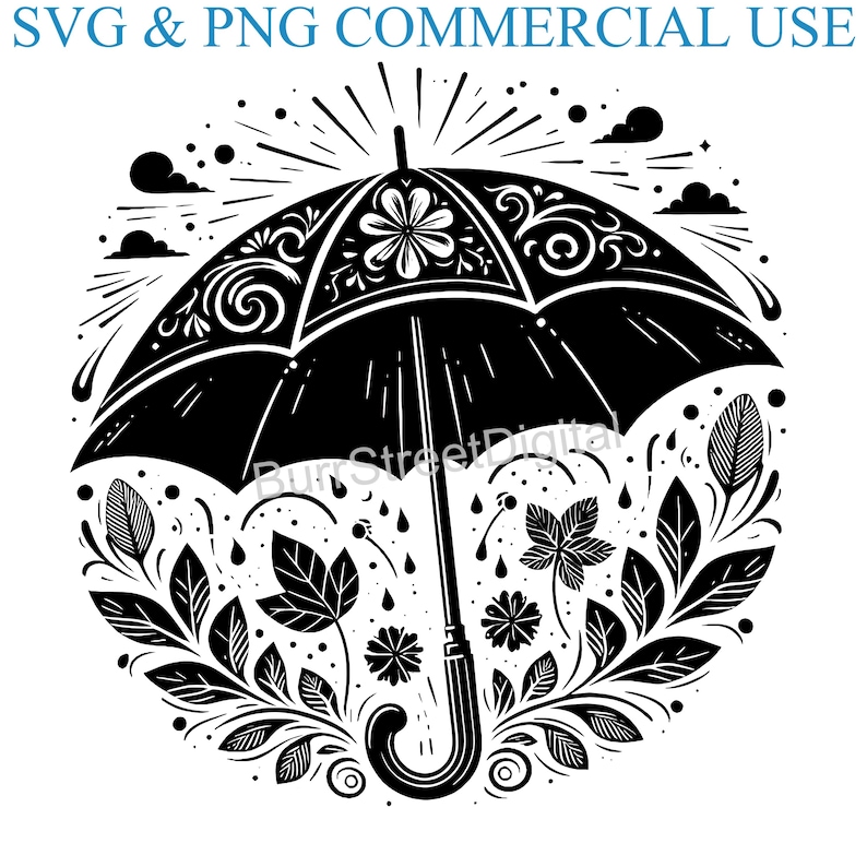 Umbrella SVG & PNG Digital File for Cricut, Vector Graphic Design Cut ...