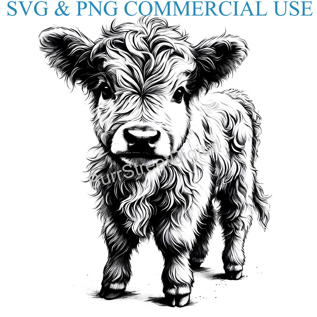 Baby Highland Cow SVG & PNG Digital Files, Vector Graphic Design Print ...