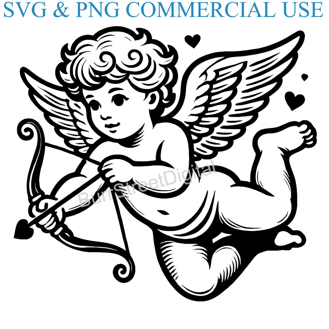 Cupid SVG & PNG Digital Files, Vector Graphic Design Cut Print Laser ...